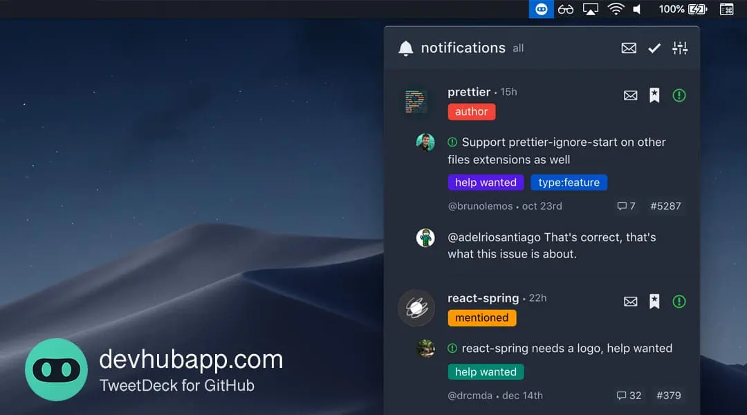 DevHub：GitHub 消息集中管理，高效项目追踪 - GitHub项目分享